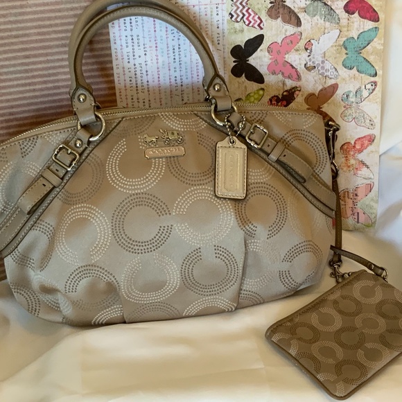 Coach | Bags | Coach 5935 Madison Dot Optic Sophia Silverbeige With ...